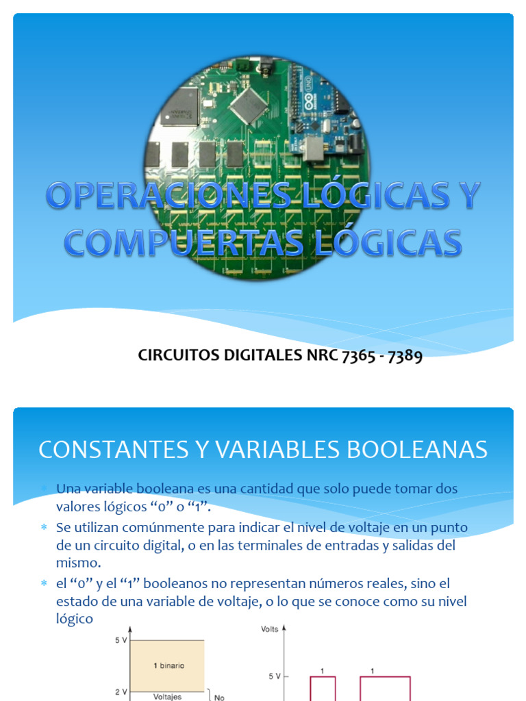 3 - Operaciones Logicas y Compuertas Logicas | PDF | Puerta lógica | Lógica matemática