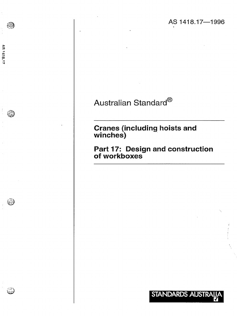 AS 1418.17 - 1996 Cranes Including Hosits - Winches pt17. | PDF