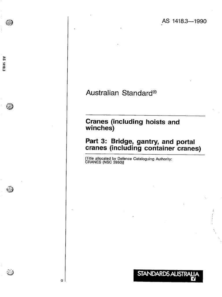 AS 1418.3 - 1990 Cranes Including Hoists - Winches pt3. | PDF
