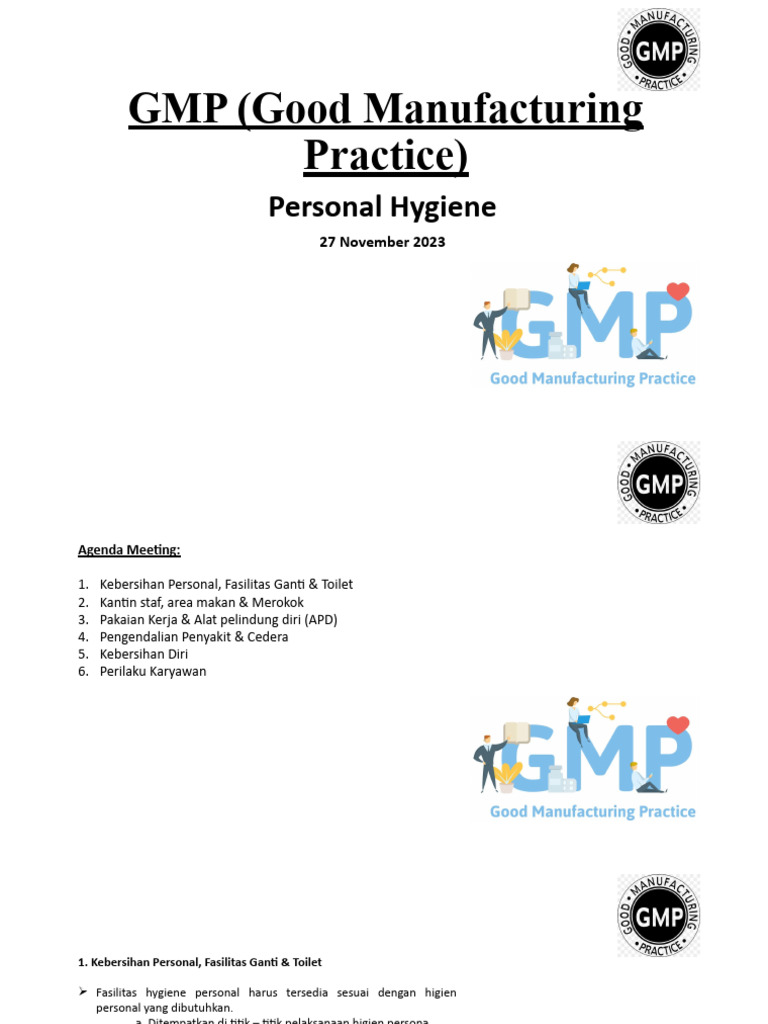 GMP Personal Hygiene 27112023 | PDF