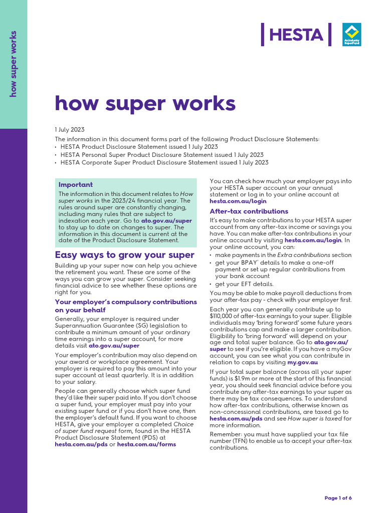 How-Super-Works HESTA | PDF | Economies | Taxes