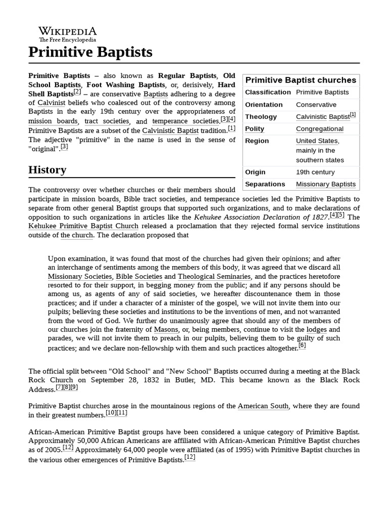 Primitive Baptists | Download Free PDF | Evangelicalism | Calvinism