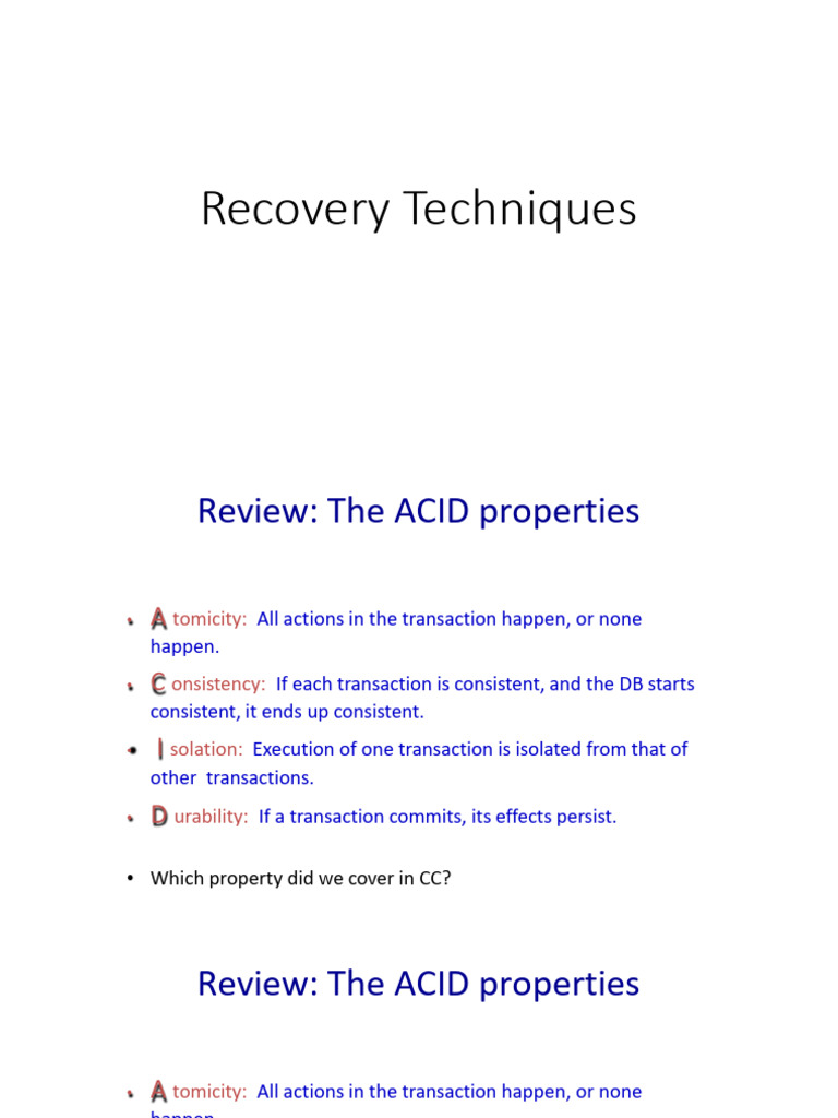 8 - RecoveryTechniques - Ch19 | PDF | Acid | Computing