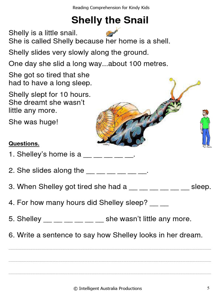 Reading - Comprehension For Kindy Kids | PDF