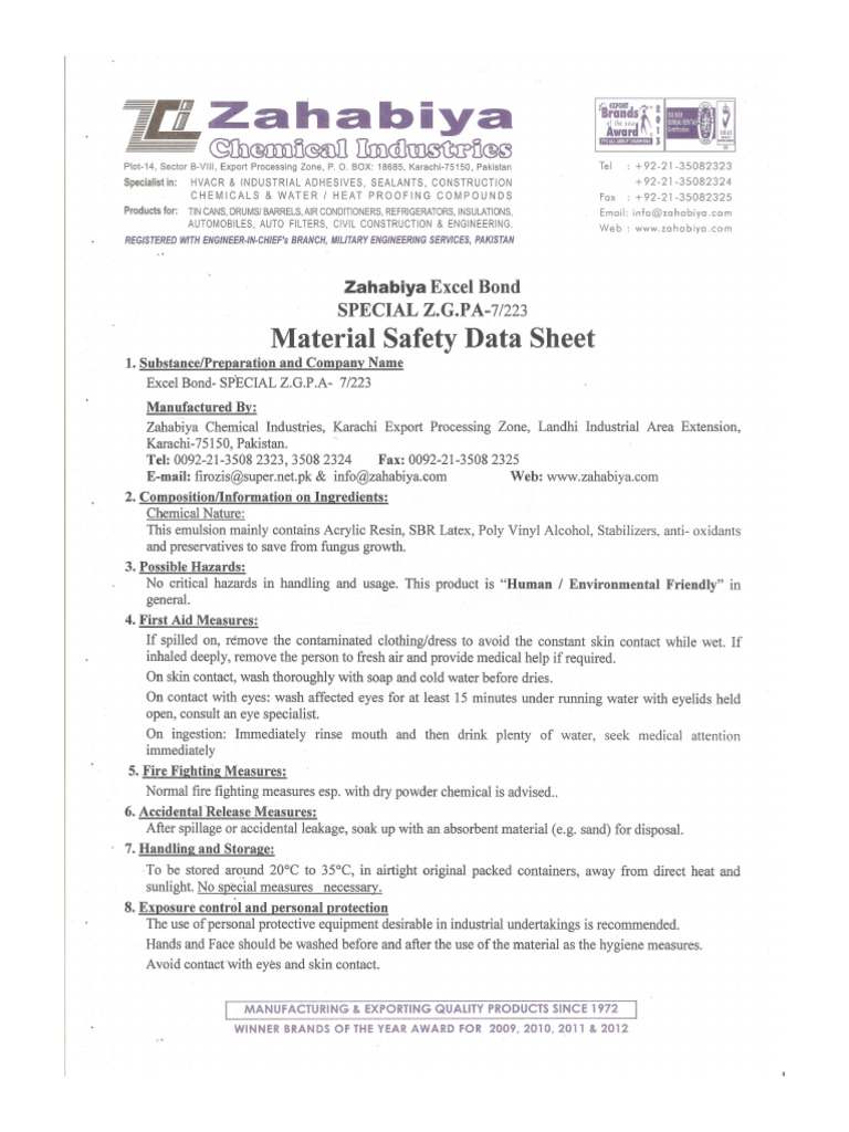 MSDS Excel Bond7-223 | PDF