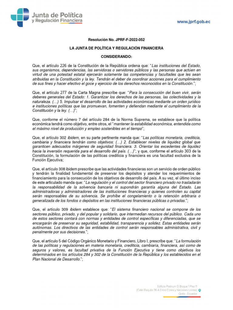 Resolución Nro. JPRF-F-2022-052 Ampliacion Alivio Financiero | PDF ... Resolución Nro. JPRF-F-2022-052 Ampliacion Alivio Financiero | PDF ...