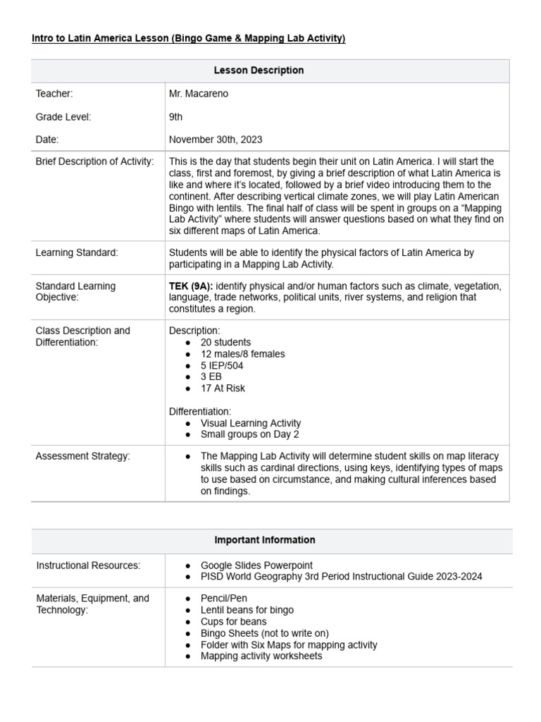 Sample Successful Lesson Plan Reflection | PDF | Map | Lesson Plan
