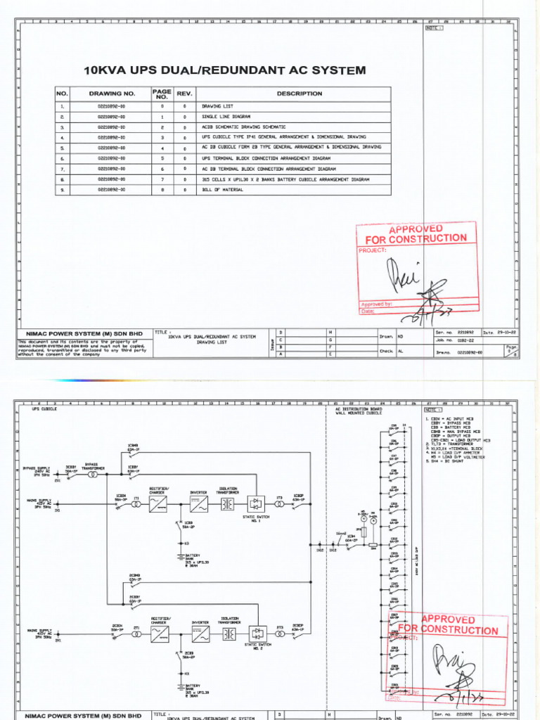 10KVA UPS Drawing Signed | PDF
