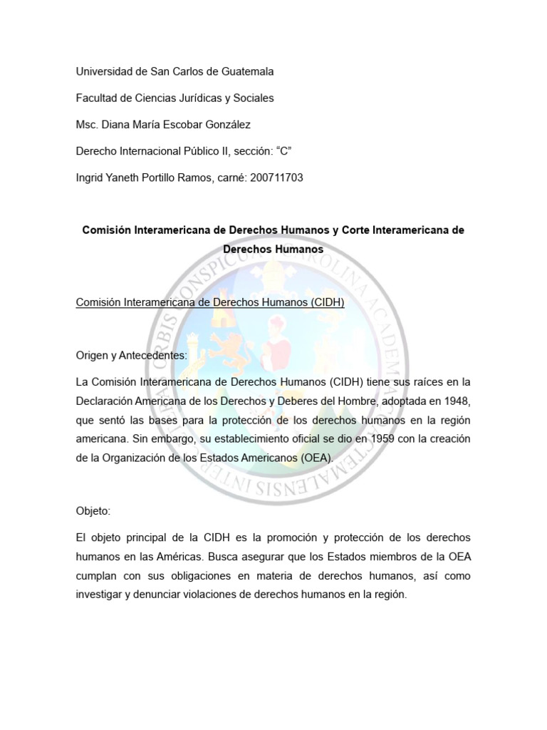 Comisión Interamericana de Derechos Humanos y Corte Interamericana de Derechos Humanos | PDF ...