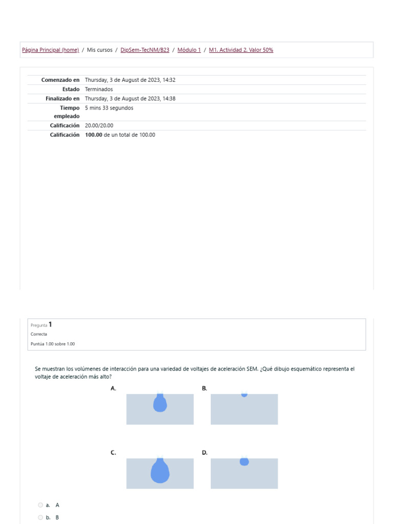 M1. Actividad 2. Valor 50% - Revisión Del Intento3 | PDF | Rayo X | Electrón