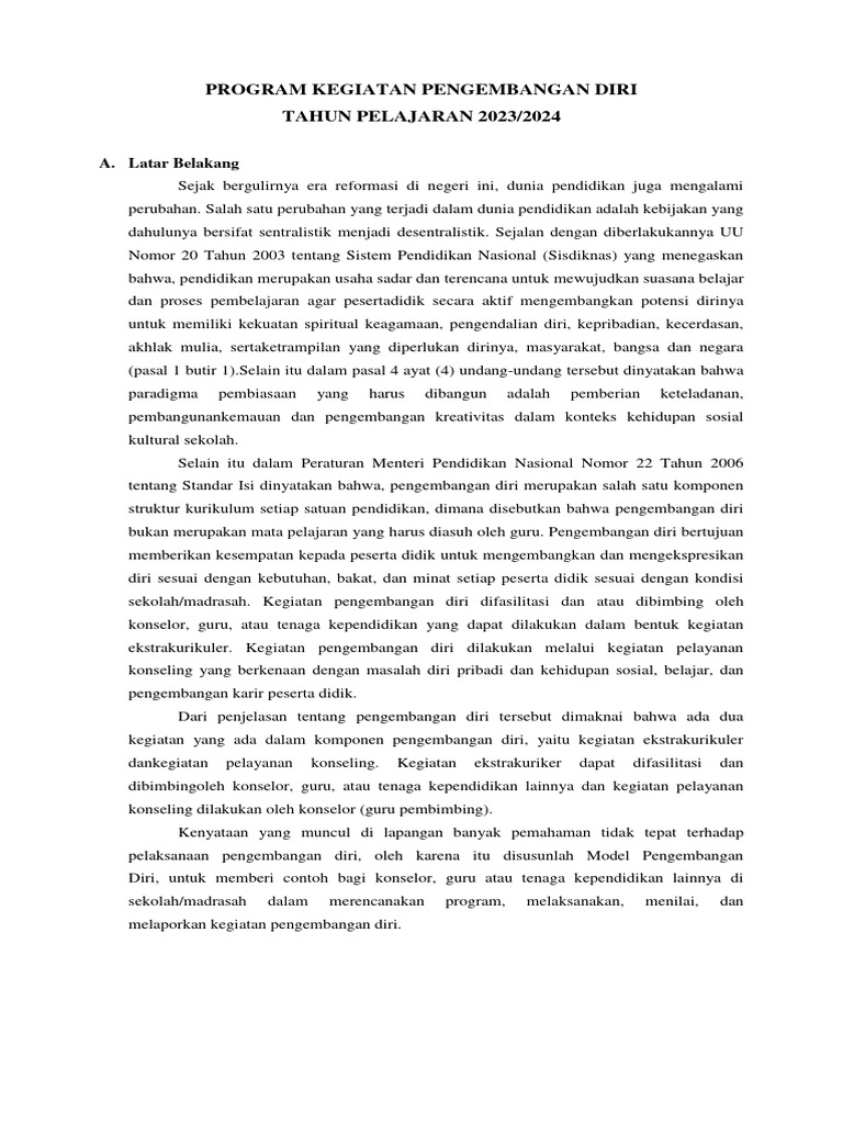 Program Pengembangan Diri | PDF