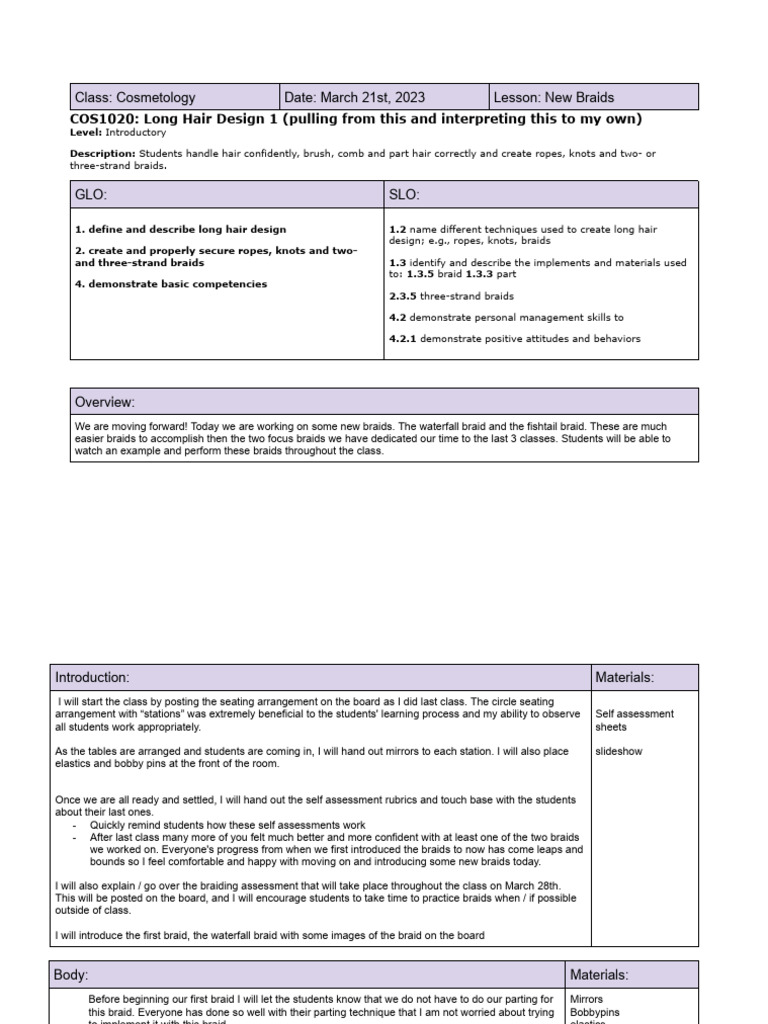 Cosmetology March 21st | PDF | Braid | Rope