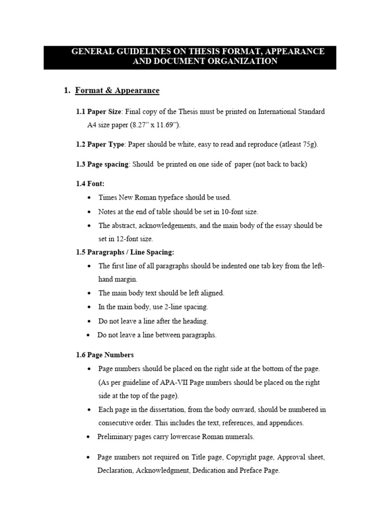 General Guidlines Formatting | PDF | Thesis | Written Communication