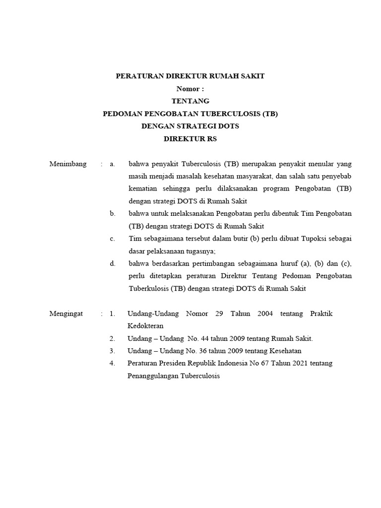 Pedoman Pengobatan TBC di Rumah Sakit | PDF