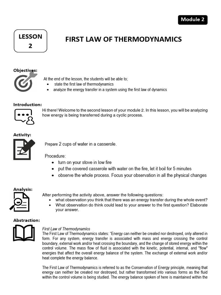Module2 Lesson2 Thermodynamics | PDF | Heat | Heat Exchanger