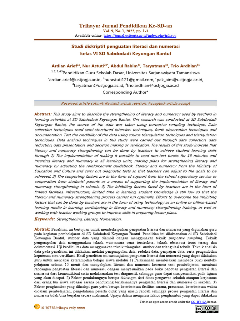 Studi Diskriptif Penguatan Literasi Dan Numerasi | PDF | Literacy | Intelligence