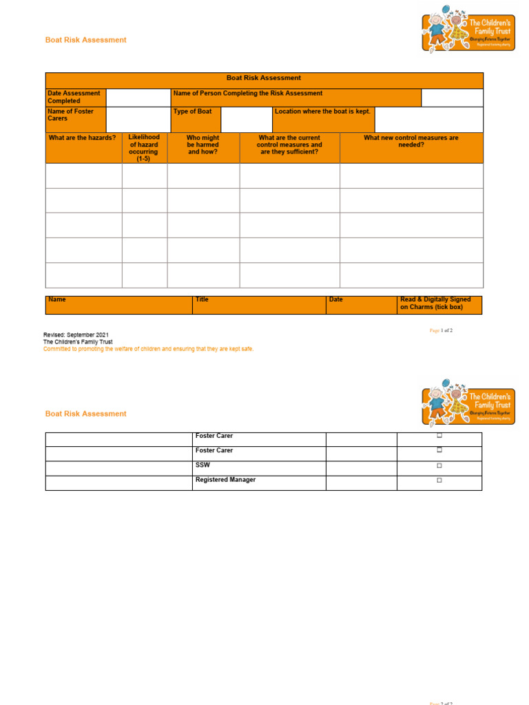 Risk Assessment - Boat Template | PDF