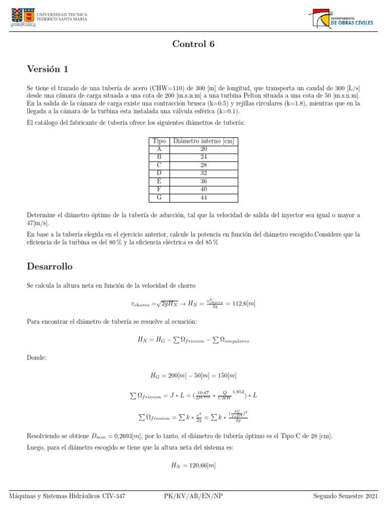 Pauta Control 6 | PDF | Turbina | Máquinas Pauta Control 6 | PDF | Turbina | Máquinas