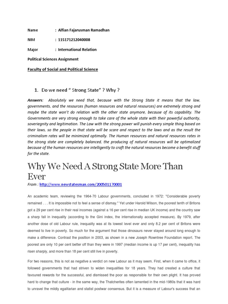 Why We Need A Strong State More Than Ever | PDF | Conservative Party ...