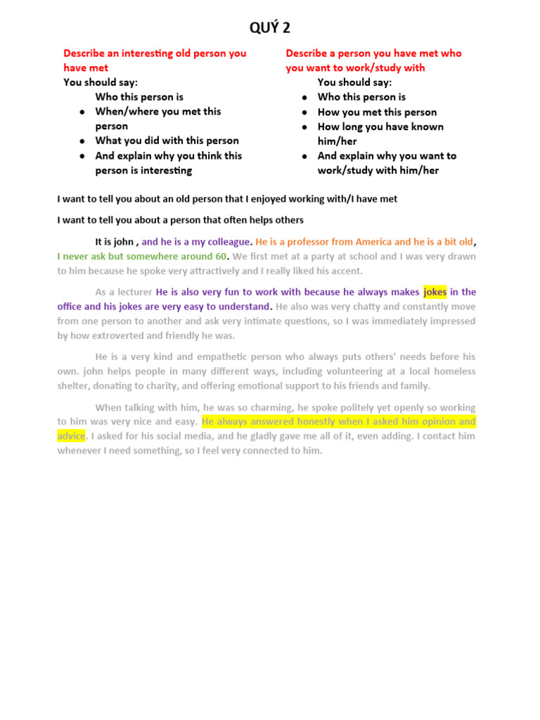 Speaking Part 2 - People | PDF