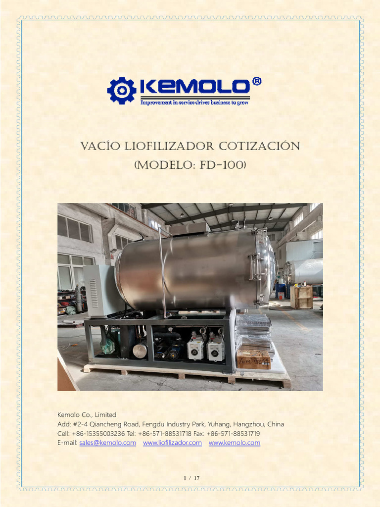 Kemolo Liofilizador FD-100 Conductivo | PDF | Refrigeración | Construcción