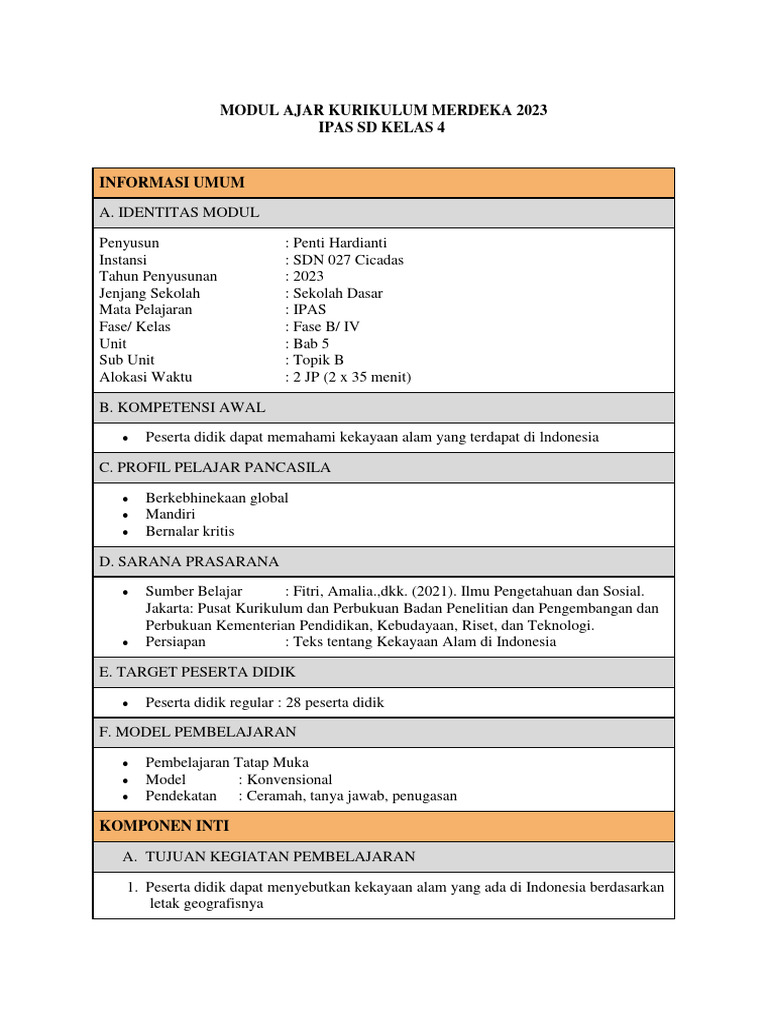 Modul Ajar Siklus Terbimbing PPL 2 | PDF