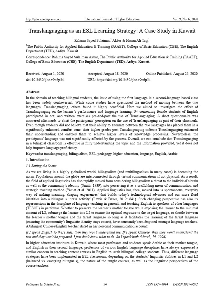 EJ1277884 | PDF | English As A Second Or Foreign Language | Second Language