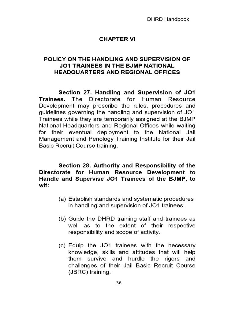 DHRD - Handbook - 2017 - Chapter - 6 JO1 T | PDF | Dormitory