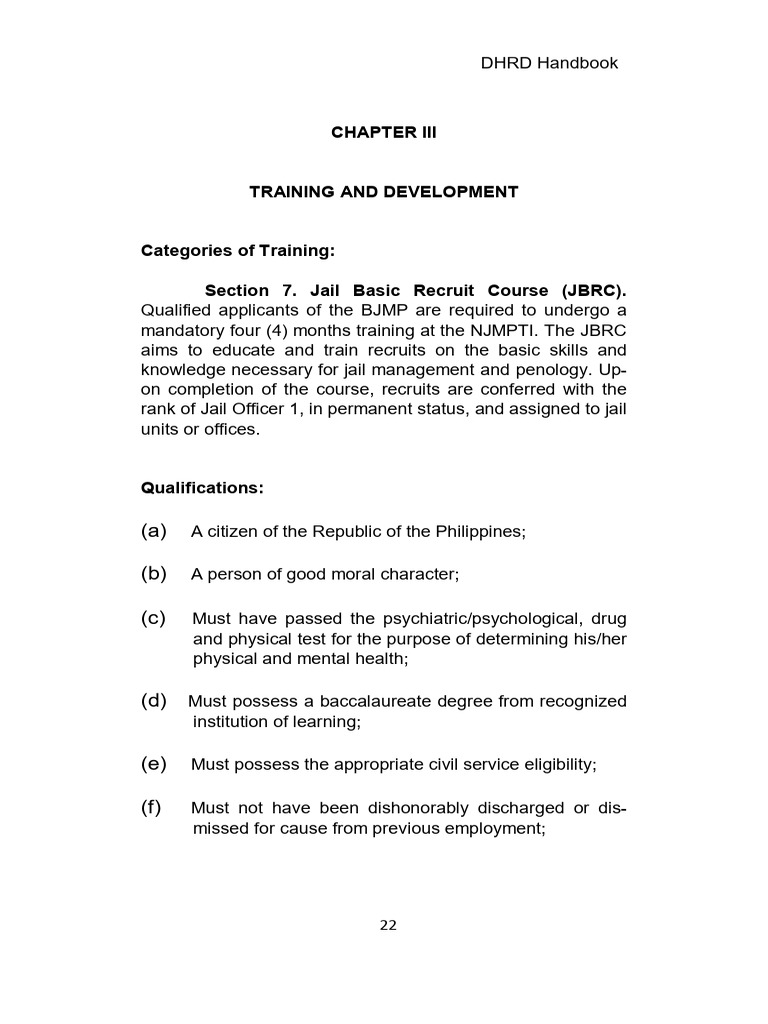 DHRD - Handbook - 2017 - Chapter - 3 TRNG Devt | PDF | Inspector | Non Commissioned Officer