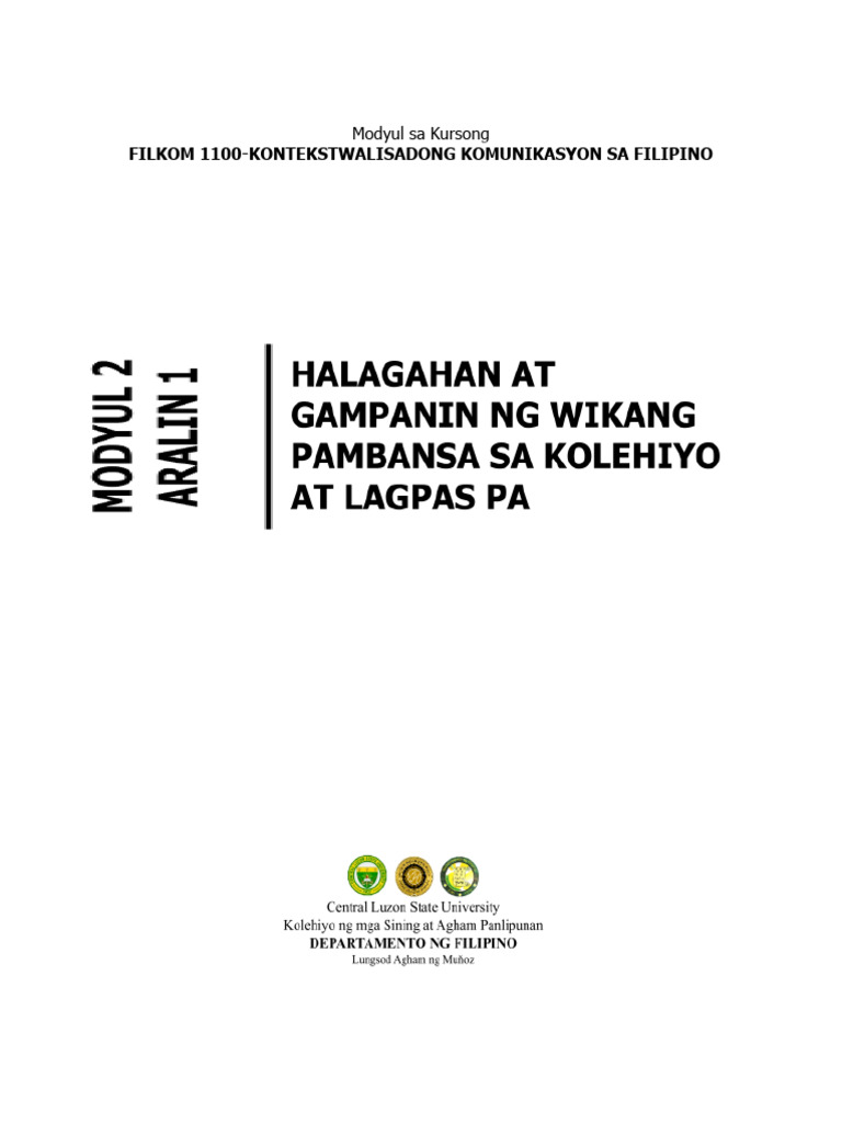 Course Pack Filkom 1100 Modyul 2. Aralin 1 | PDF