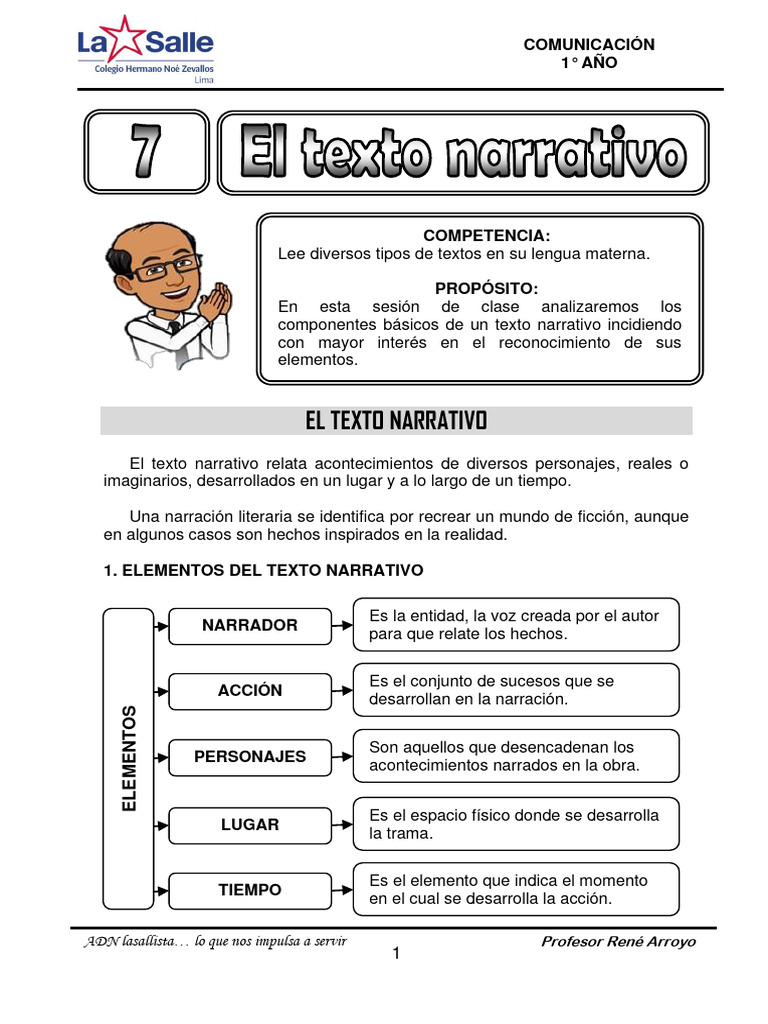 1° Sec - Tema 07 - El Texto Narrativo - Ficha | Descargar gratis PDF | Narración