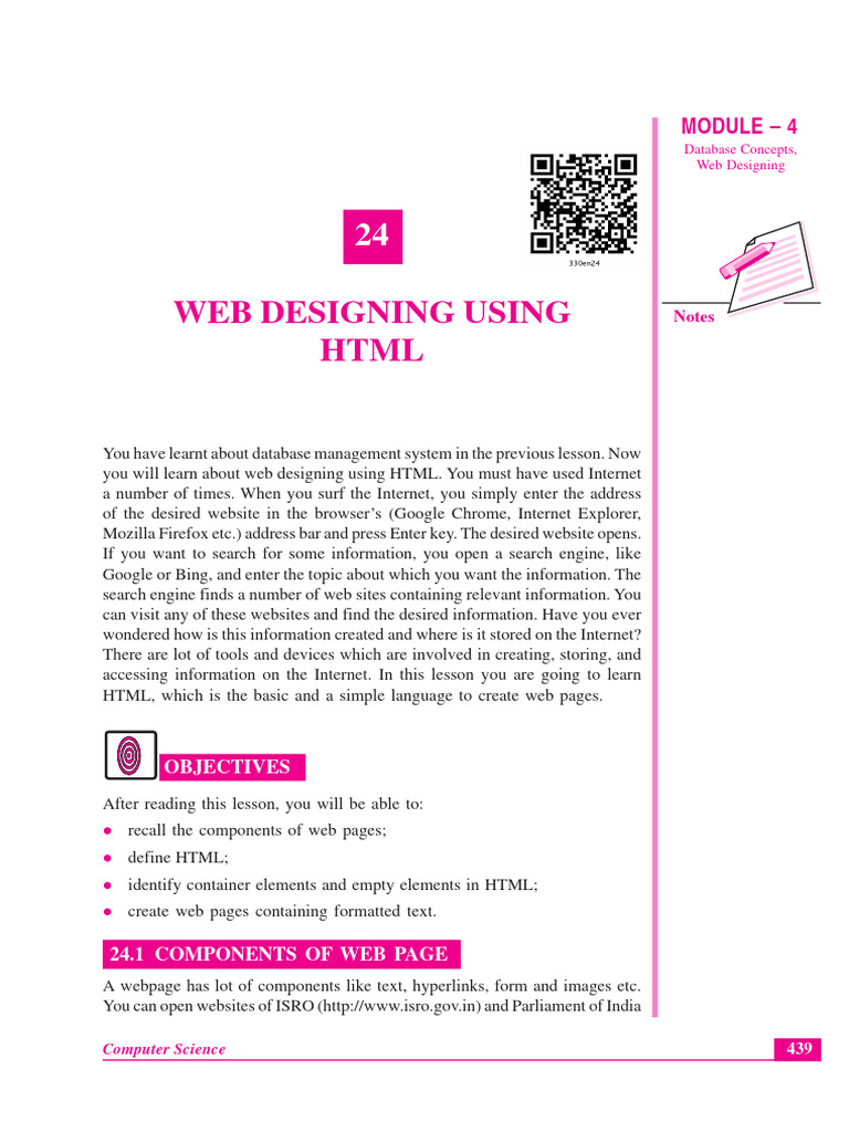 Lesson 24 | Download Free PDF | Html Element | World Wide Web