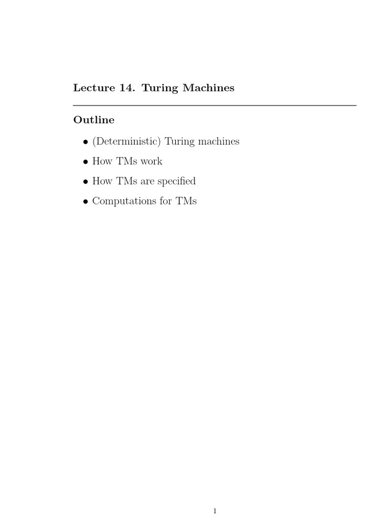Lecture 14. Turing Machines | PDF | Formal Methods | Applied Mathematics