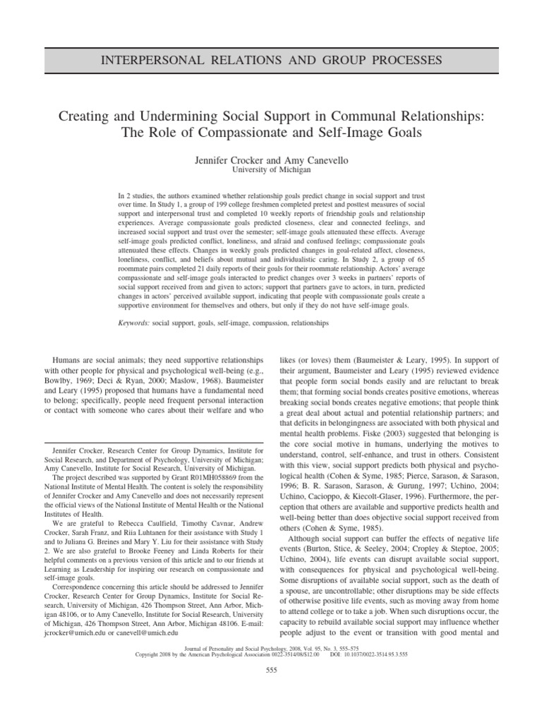 Creating and Undermining Social Support | PDF | Social Support | Compassion