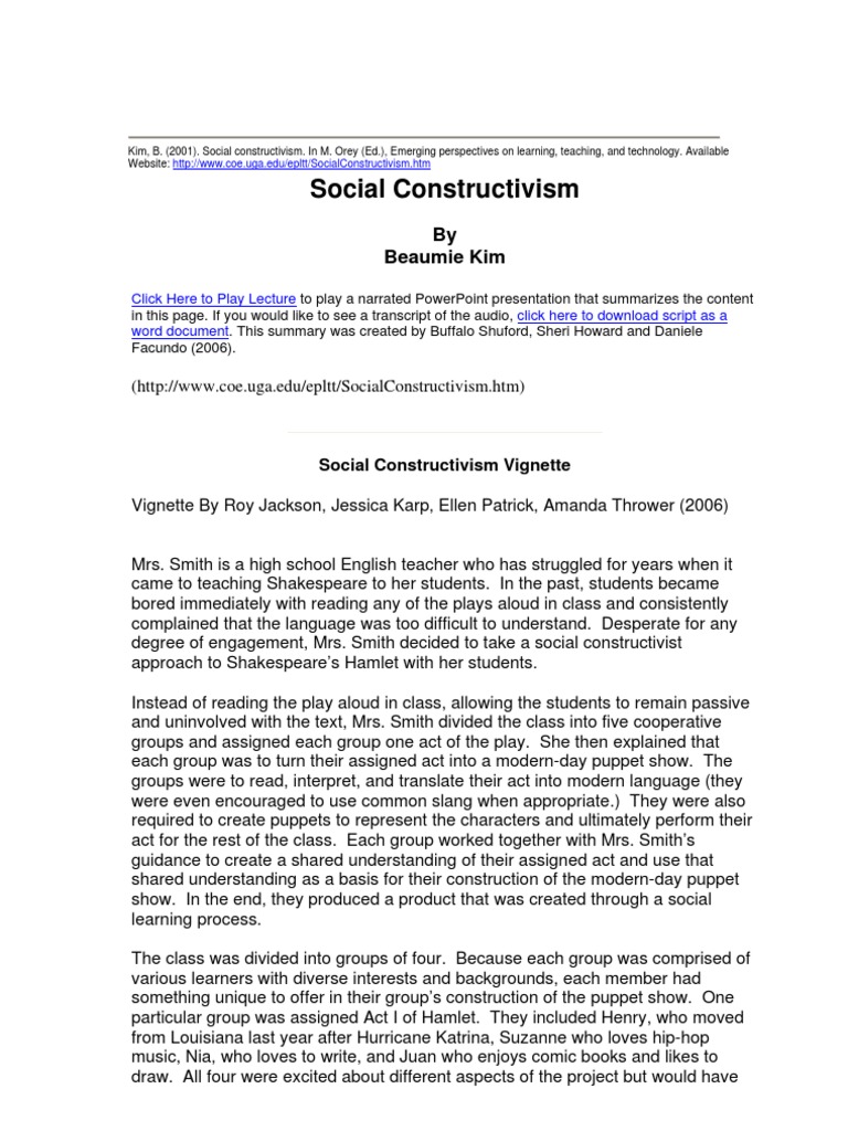 Social Constructivism | PDF | Constructivism (Philosophy Of Education ...