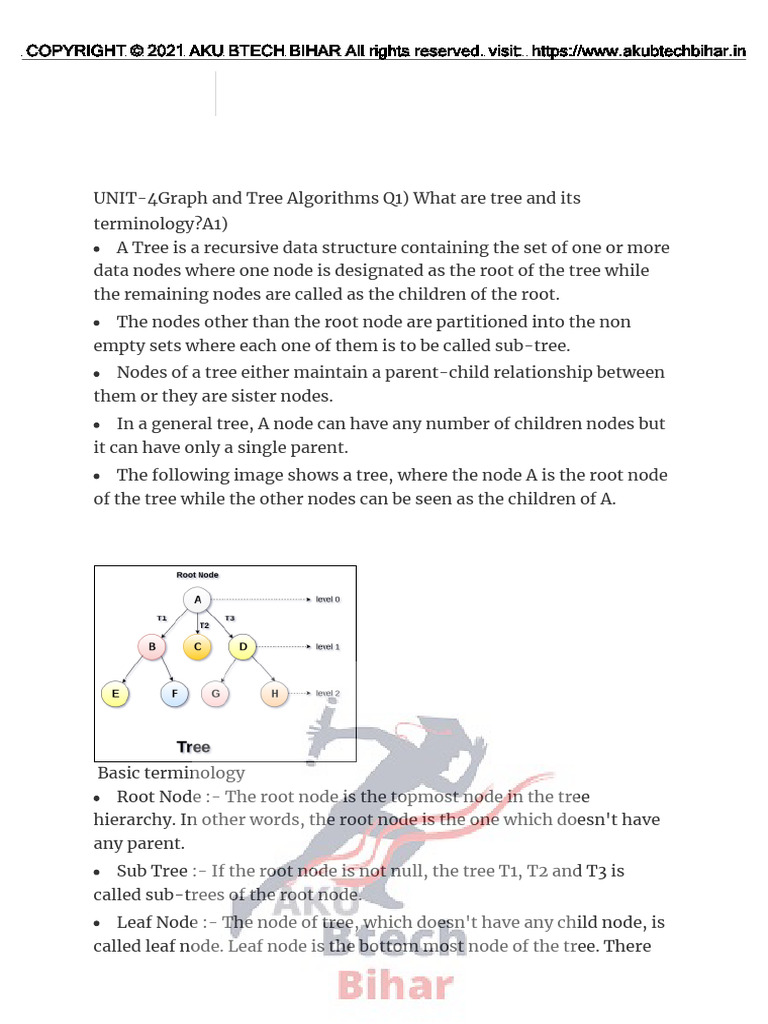 Unit 4 Graph And Tree Algorithms 1 Pdf Pointer Computer