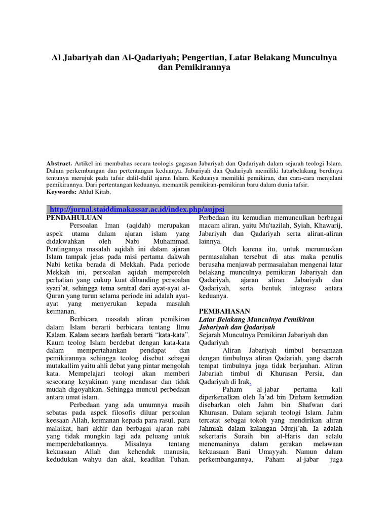 Al Jabariyah Dan Al Qadariyah | PDF