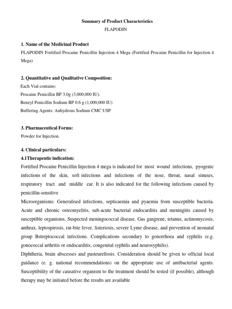 Fortified Procaine Penicillin Injection 4 Mega | PDF | Penicillin ...