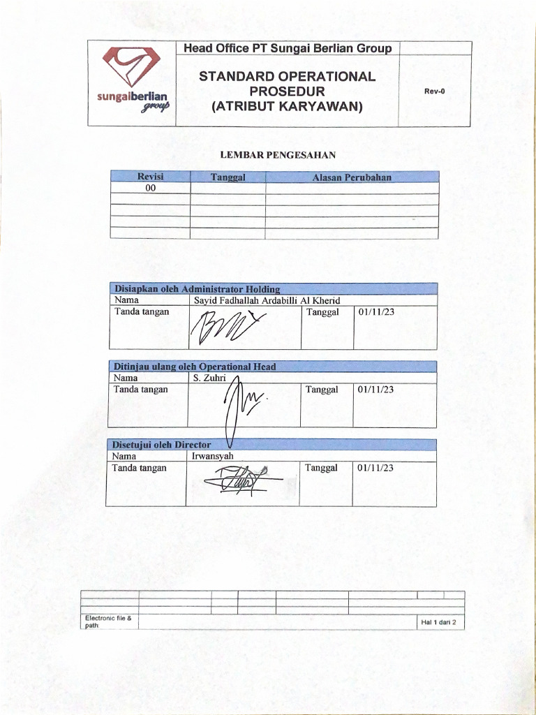 SOP-R0 Atribut Karyawan | PDF