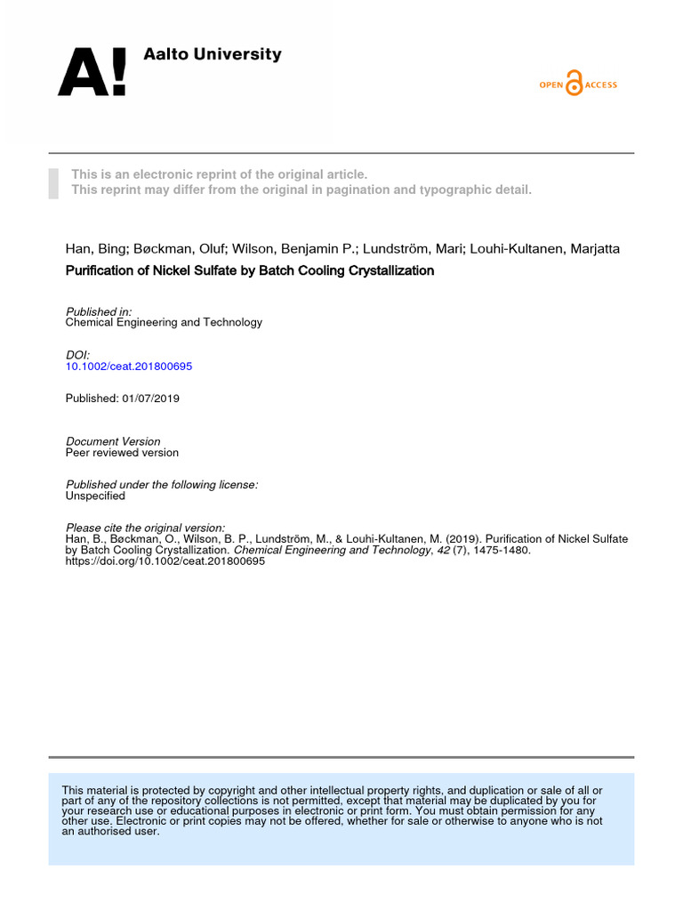 Han Et Al 2019 Chemical Engineering Technology | PDF | Crystallization ...
