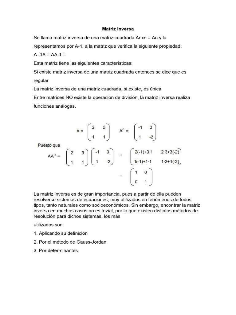 Matriz Inversa | PDF | Matriz (Matemáticas) | Determinante