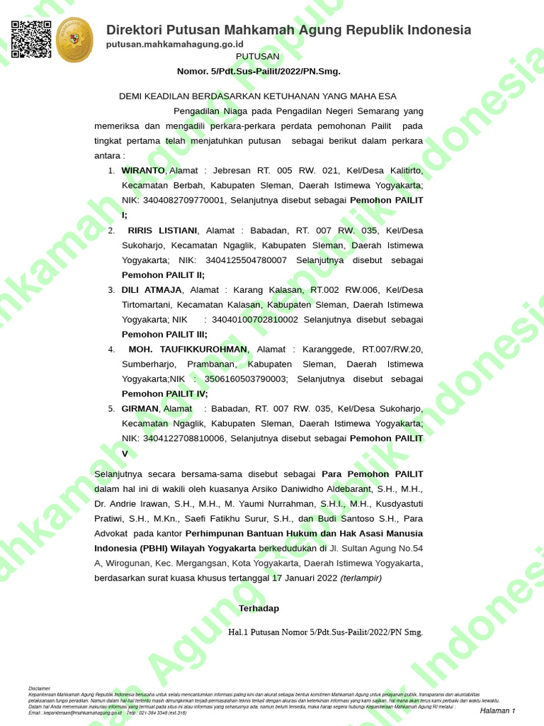 Putusan 5 PDT - Sus-Pailit 2022 PN - SMG 20231105140204 | PDF