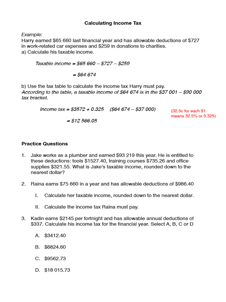 Australian Income Tax Calculation Guide | PDF | Finance & Money ...