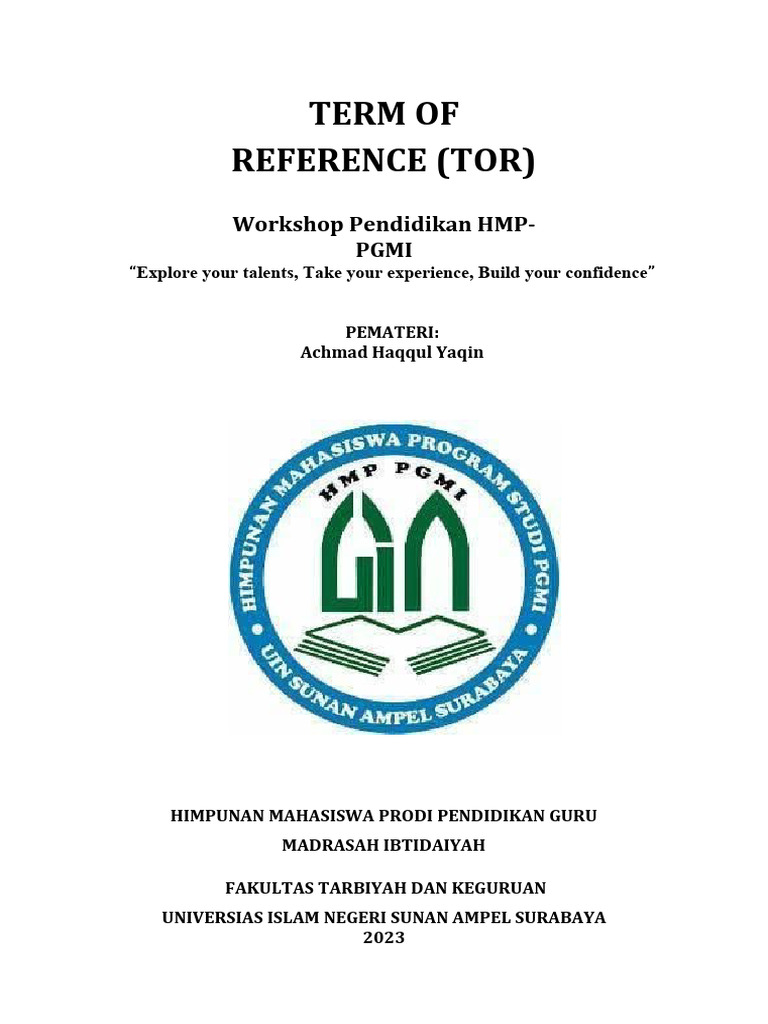 TERM of REFERENCE (TOR) Pemateri Kegiatan Workshop Public Speaking HMP PGMI 2023-2024 | PDF ...