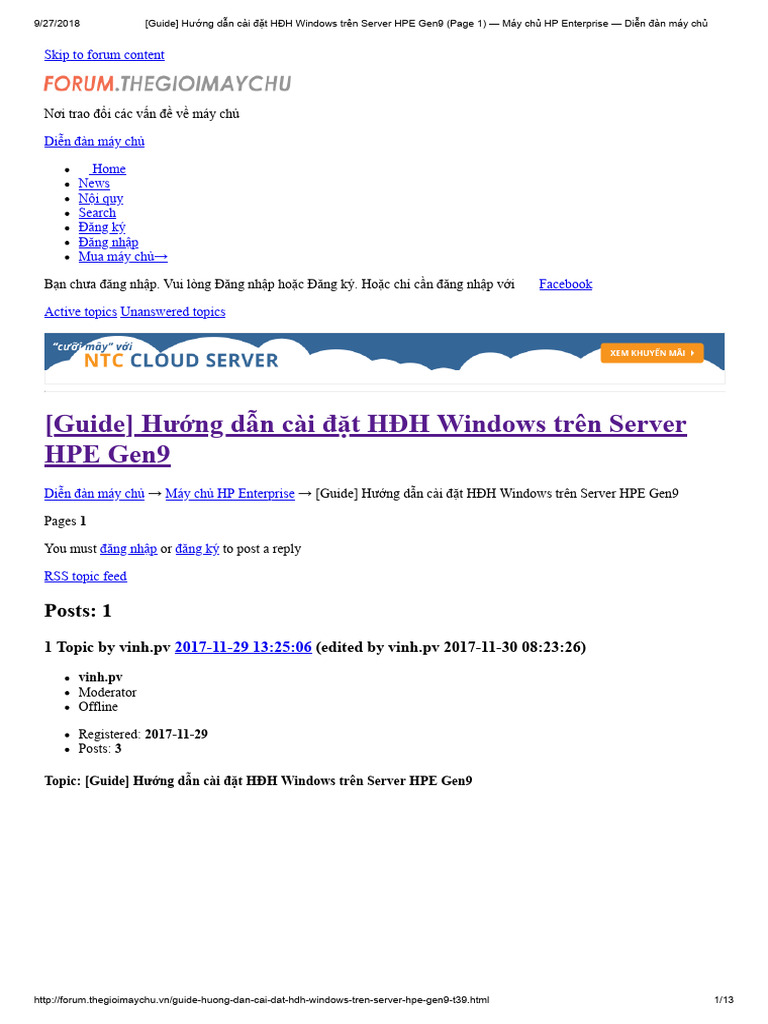 (Guide) Hướng dẫn cài đặt HĐH Windows trên Server HPE Gen9 (Page 1 ...