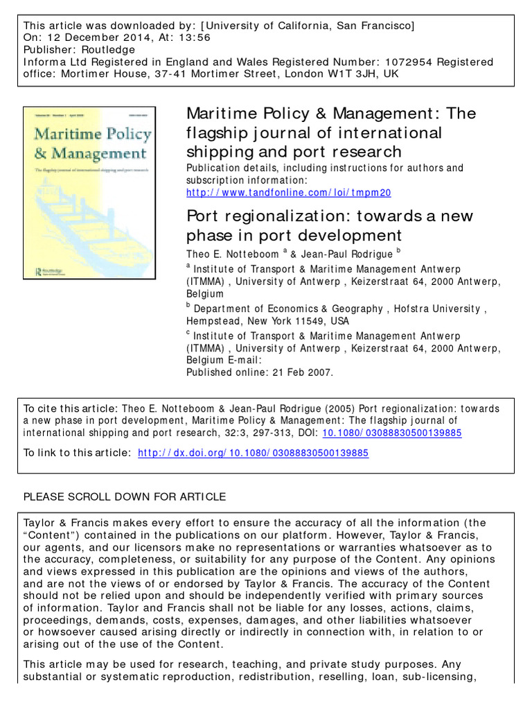 Port Regionalization Towards A New Phase in Port Development | PDF | Port | Logistics