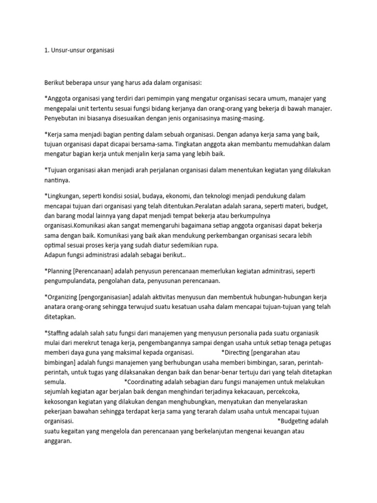 Fungsi Dan Unsur Unsur Menurut Pro DR Sondang Siagaf | PDF | Karier ...