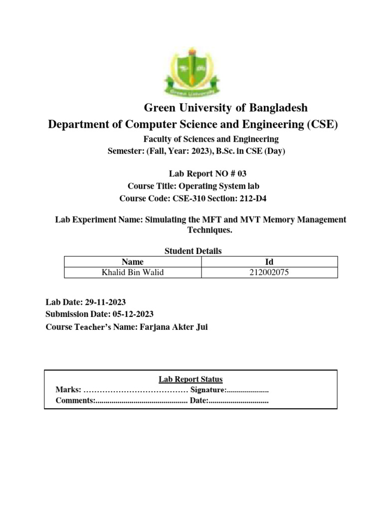 MFT and MVT Memory Management Simulation | PDF | Systems Engineering ...