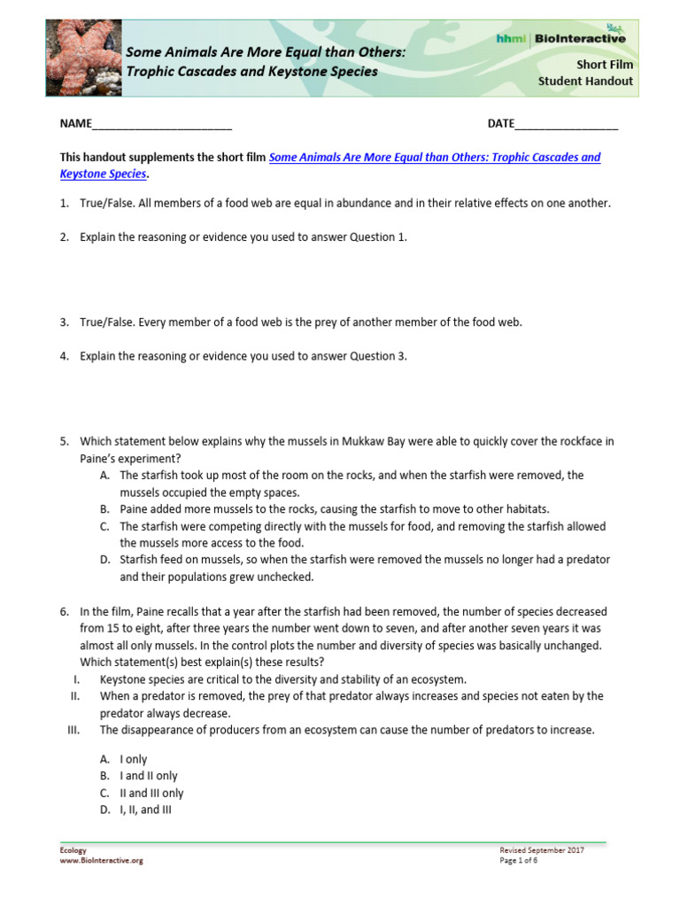 Trophic Cascades and Keystone Species | PDF | Food Web | Ecology