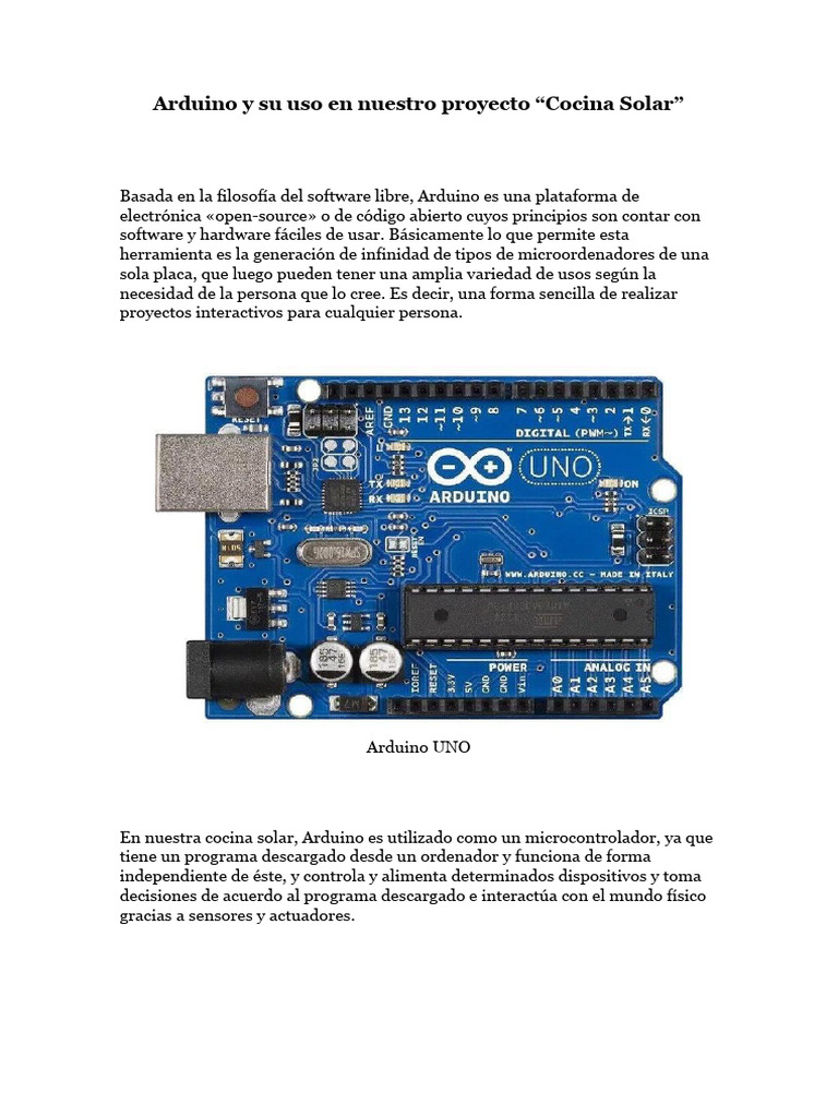 Arduino y Su Uso en Nuestro Proyecto | PDF | Arduino | Diodo emisor de luz